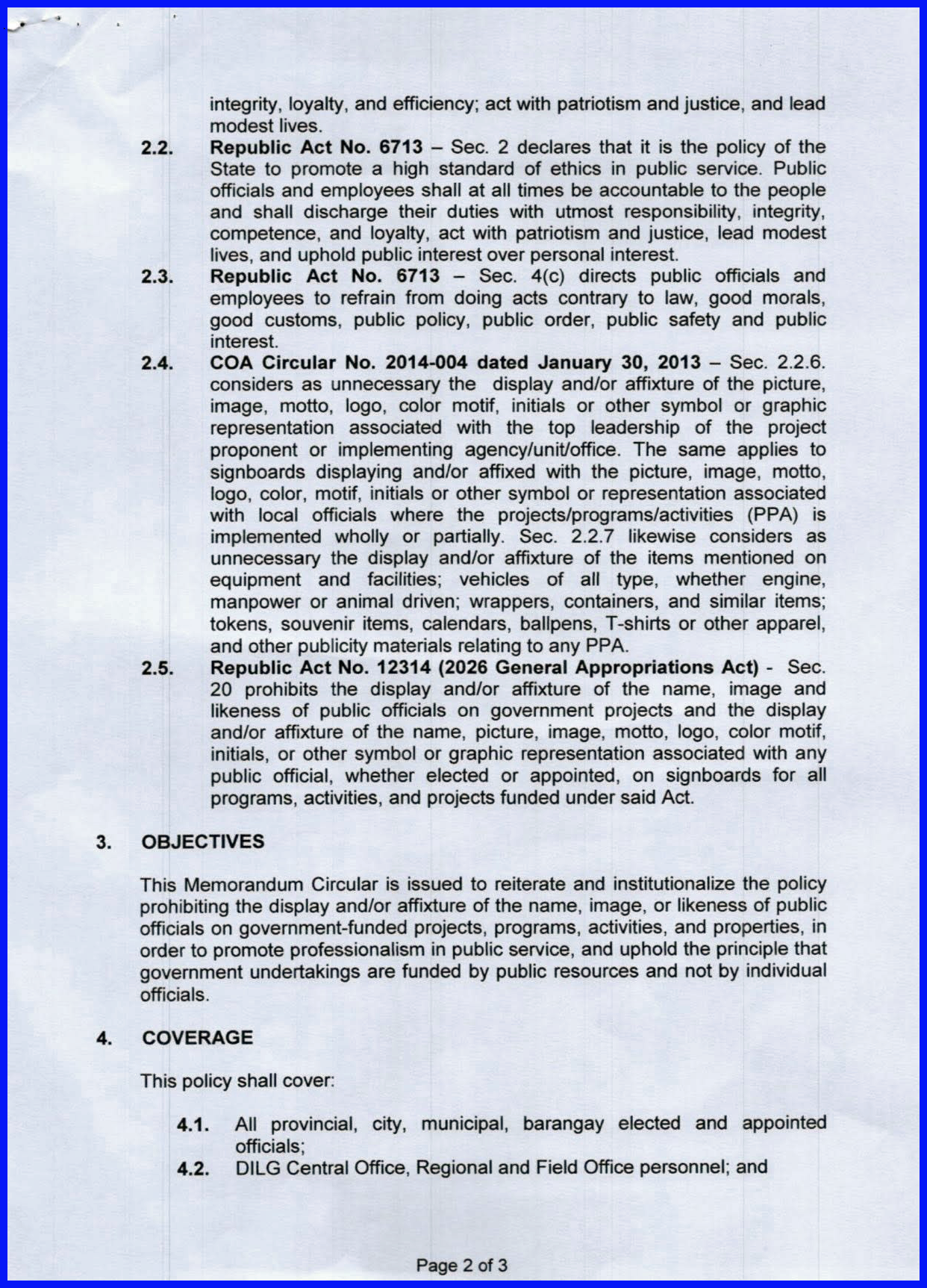 DILG Issues ‘Anti-Epal’ Circular, Bans Names and Images of Officials on ...