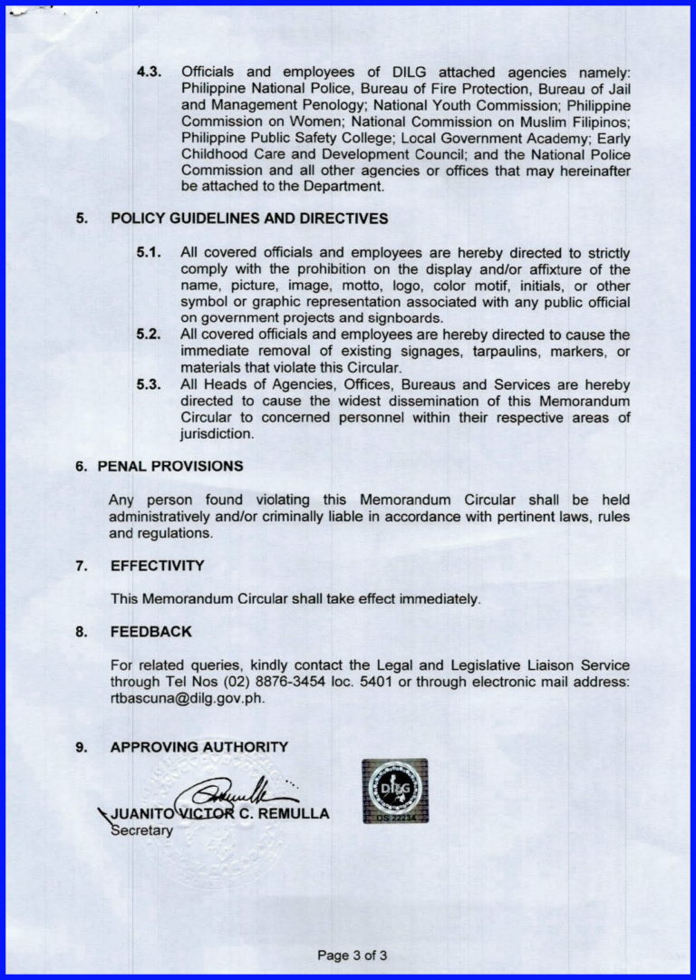 DILG Issues ‘Anti-Epal’ Circular, Bans Names and Images of Officials on ...